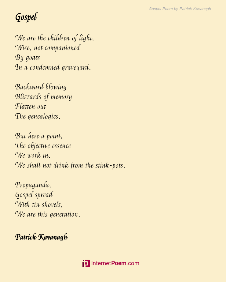 Gospel Poem by Patrick Kavanagh