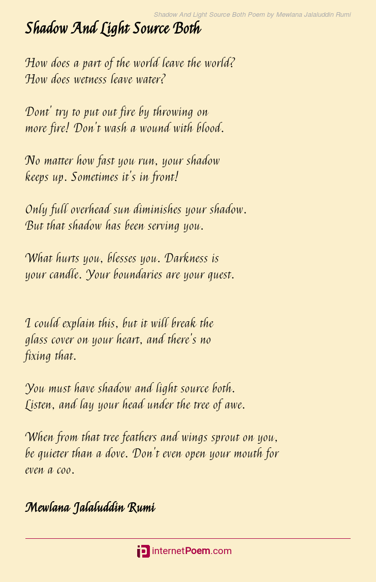 Shadow And Light Source Both Poem by Mewlana Jalaluddin Rumi