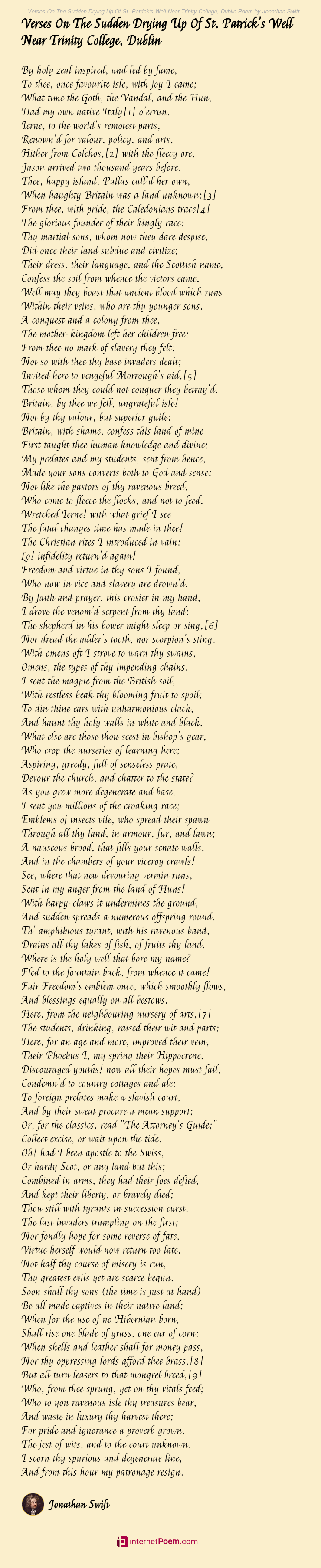 Verses On The Sudden Drying Up Of St. Patrick's Well Near Trinity ...