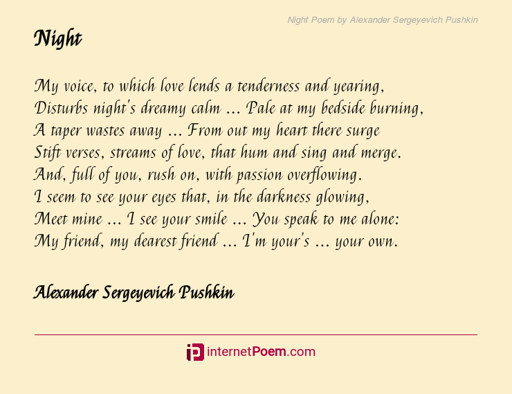 Night Poem by Alexander Sergeyevich Pushkin