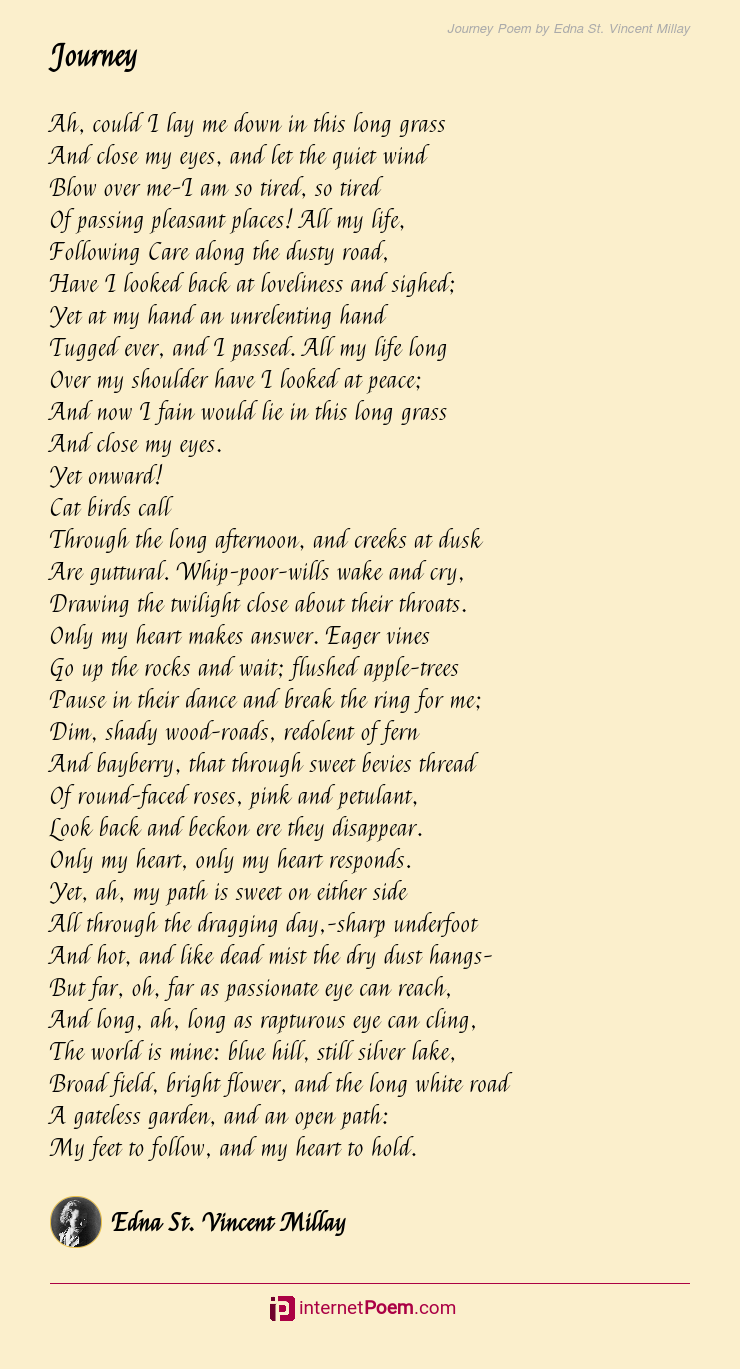 Journey Poem by Edna St. Vincent Millay