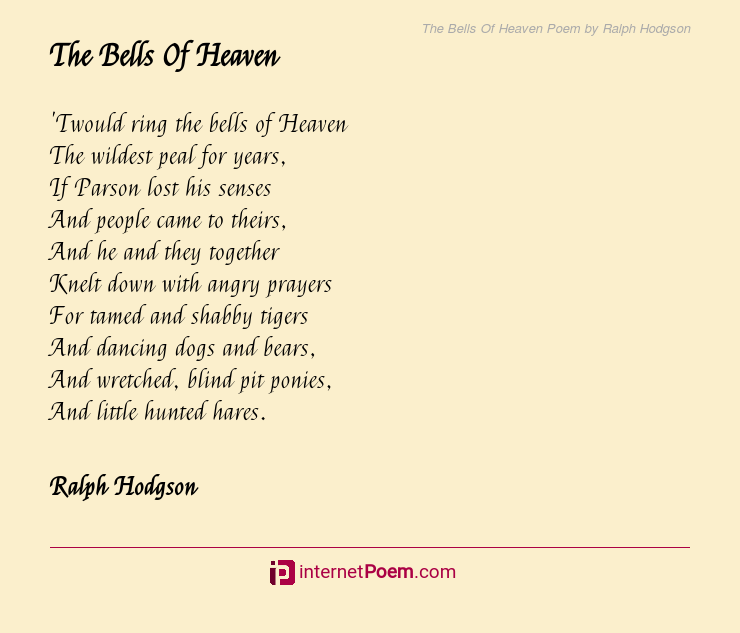 The Bells Of Heaven Poem by Ralph Hodgson