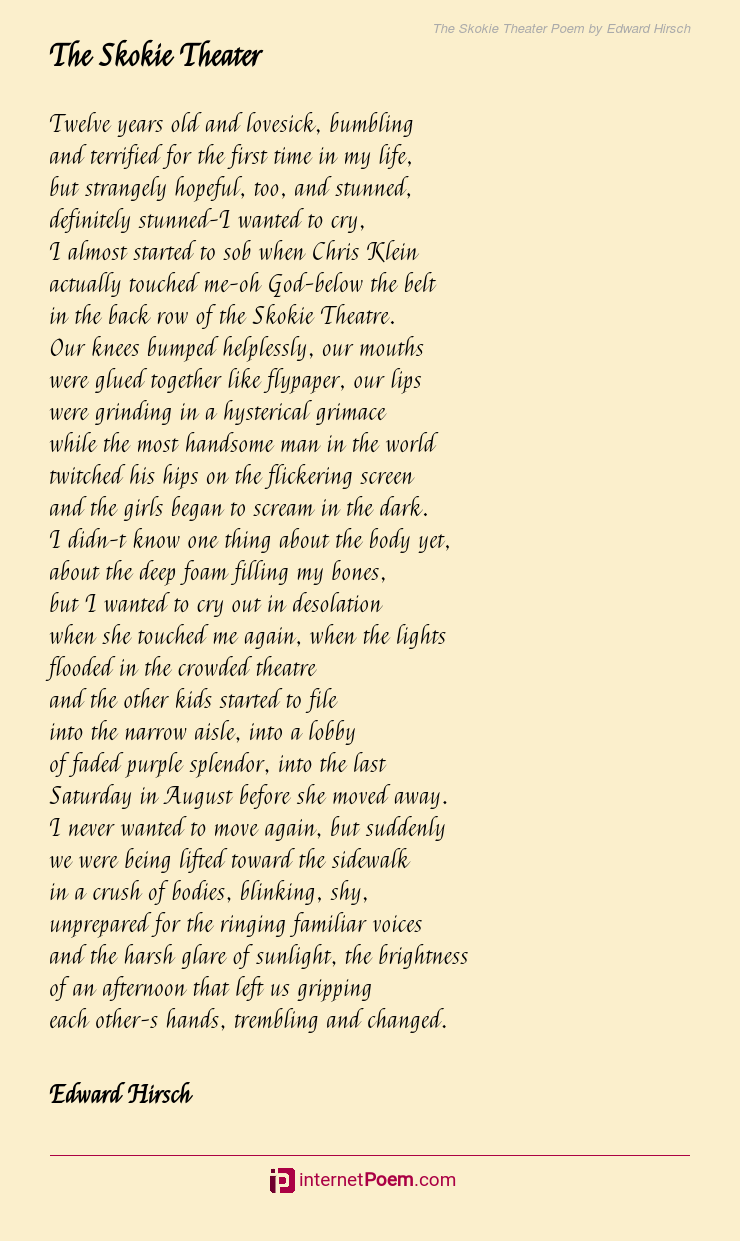 The Skokie Theater Poem by Edward Hirsch