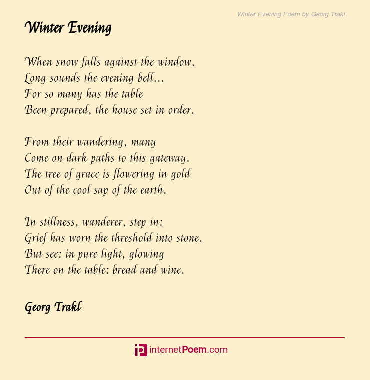 Winter Evening Poem By Georg Trakl
