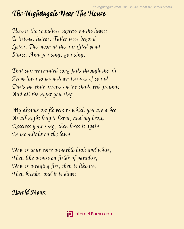 The Nightingale Near The House Poem by Harold Monro