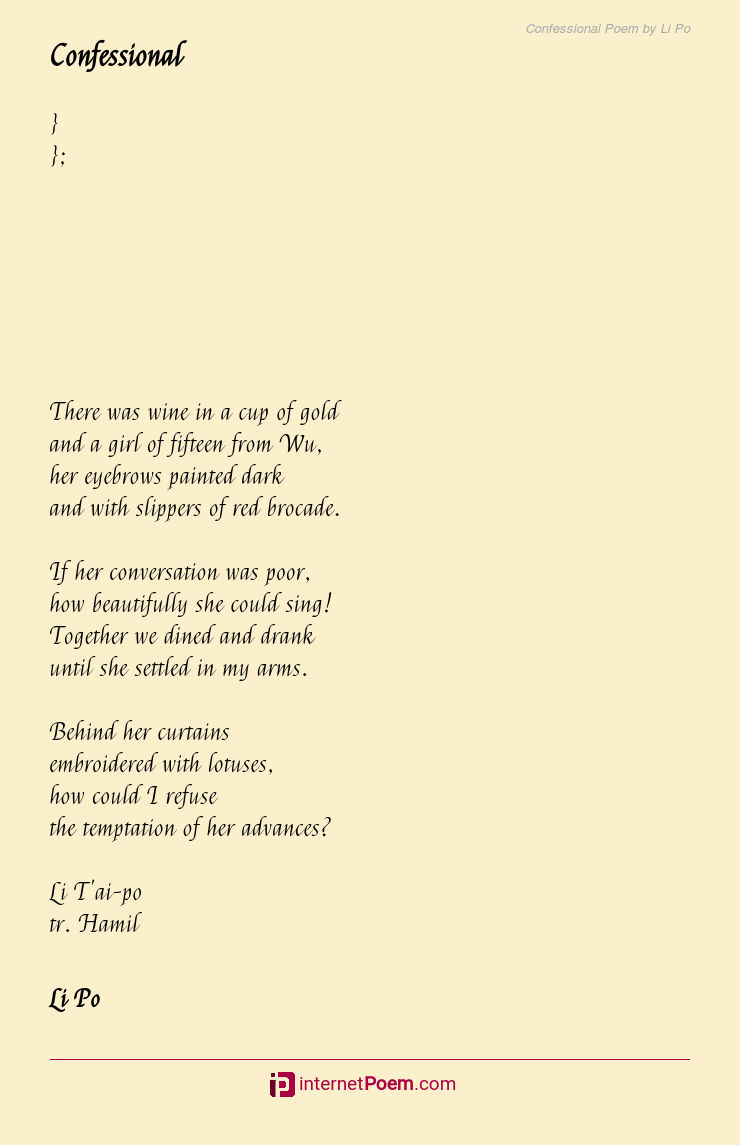 Confessional Poem by Li Po