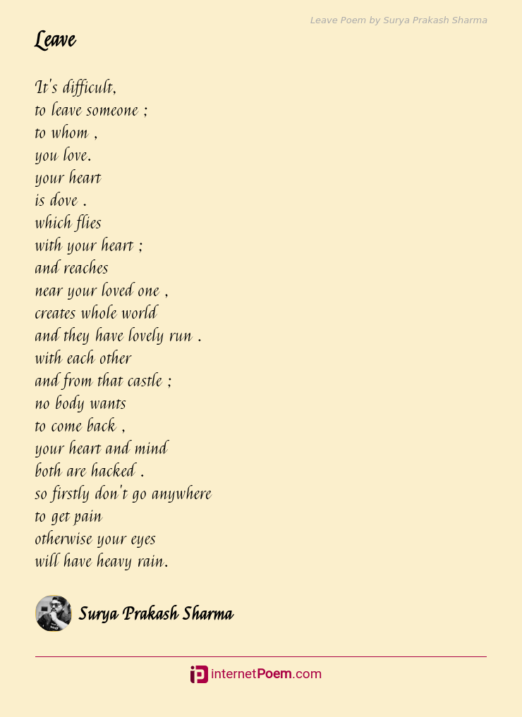Leave Poem by Surya Prakash Sharma