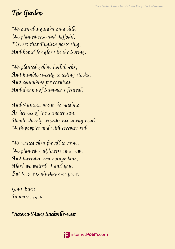 The Garden Poem by Victoria Mary Sackville-west