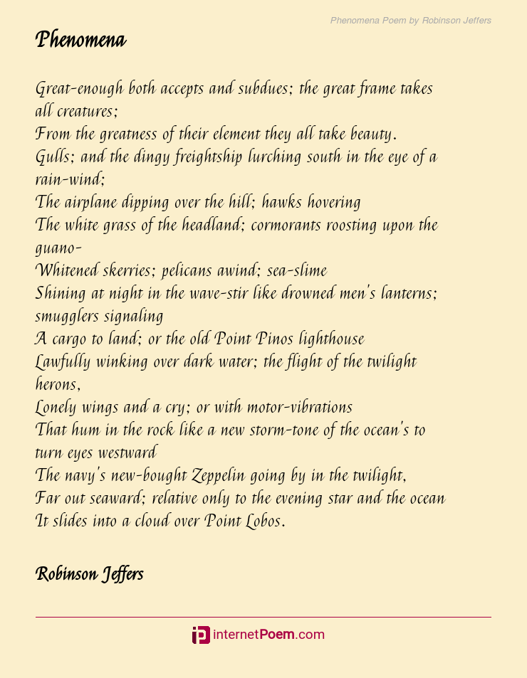 Phenomena Poem by Robinson Jeffers