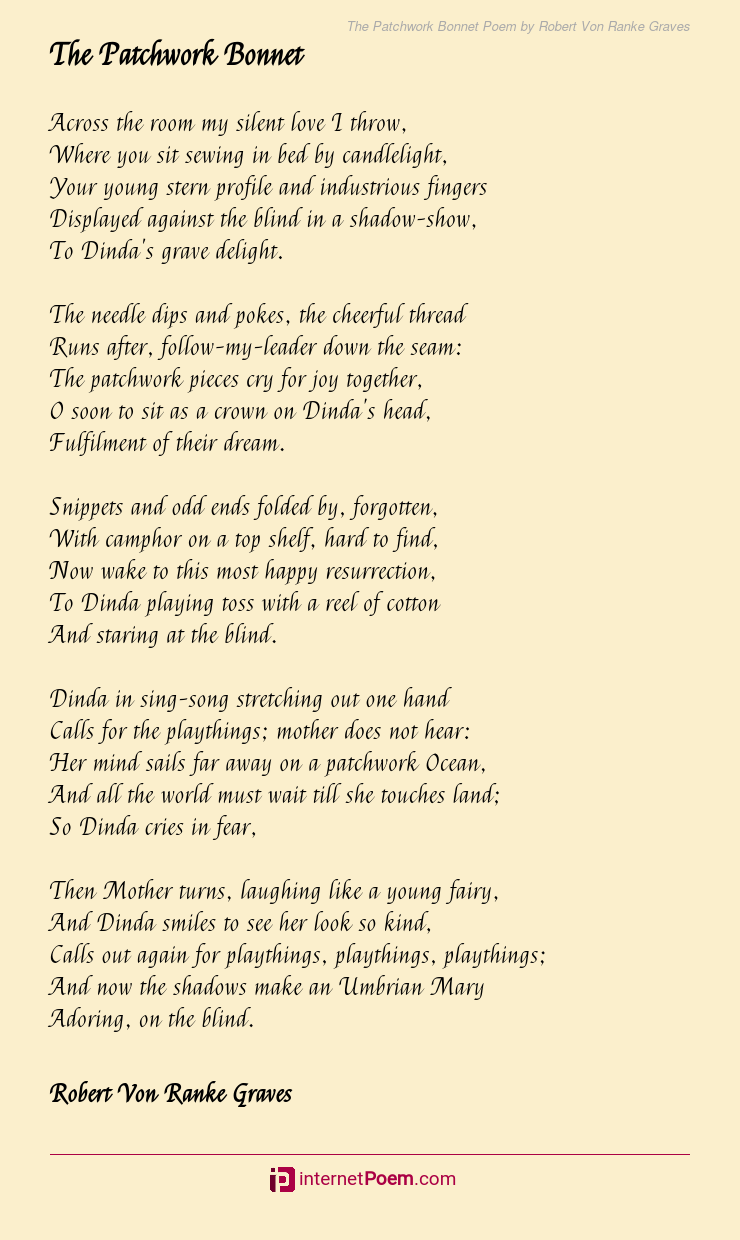 The Patchwork Bonnet Poem by Robert Von Ranke Graves
