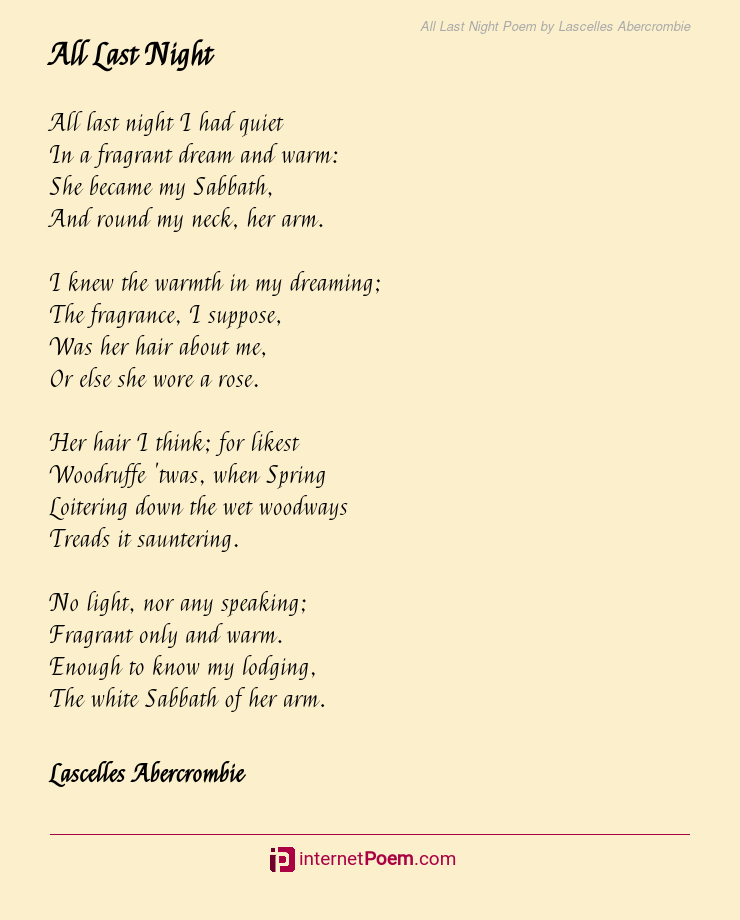 All Last Night Poem by Lascelles Abercrombie