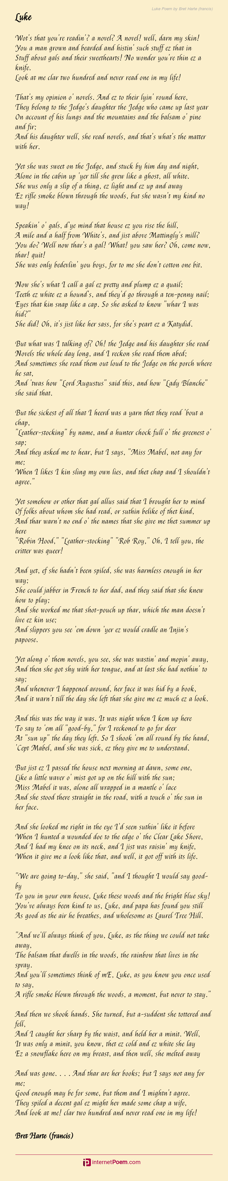 Luke Poem by Bret Harte (francis)