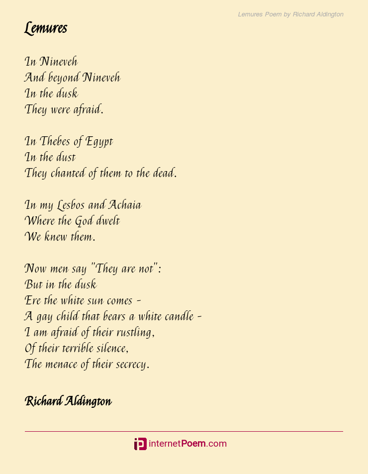 Lemures Poem by Richard Aldington