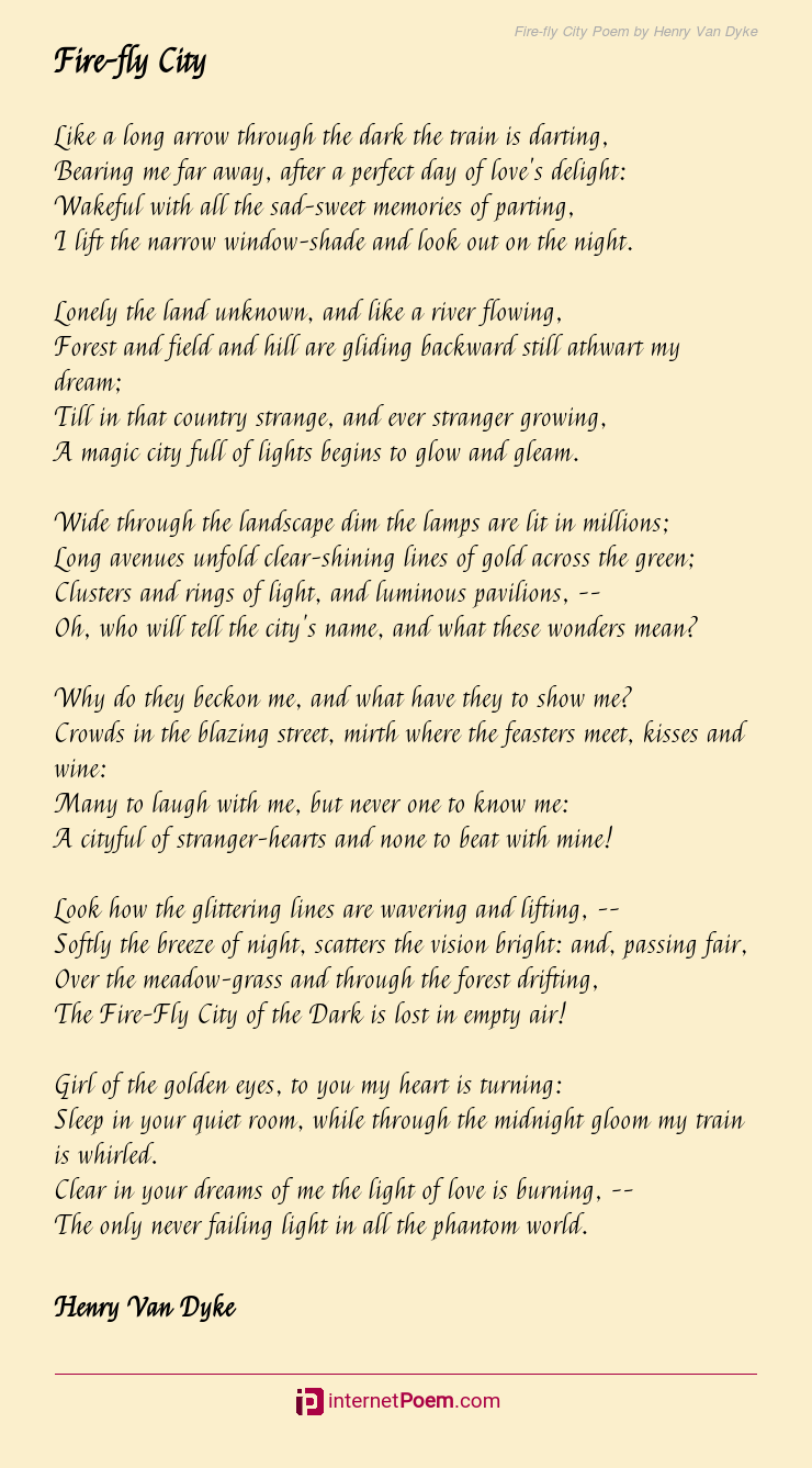 Fire-fly City Poem by Henry Van Dyke