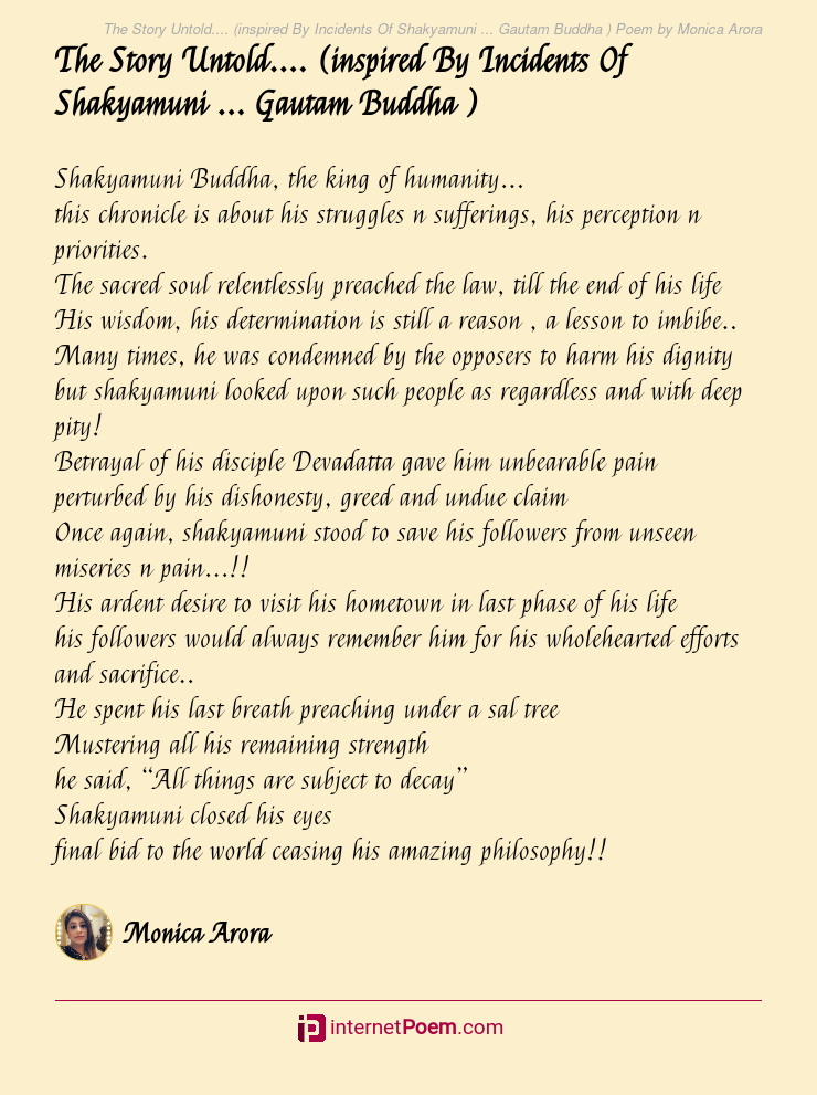 The Story Untold.... (inspired By Incidents Of Shakyamuni ... Gautam ...