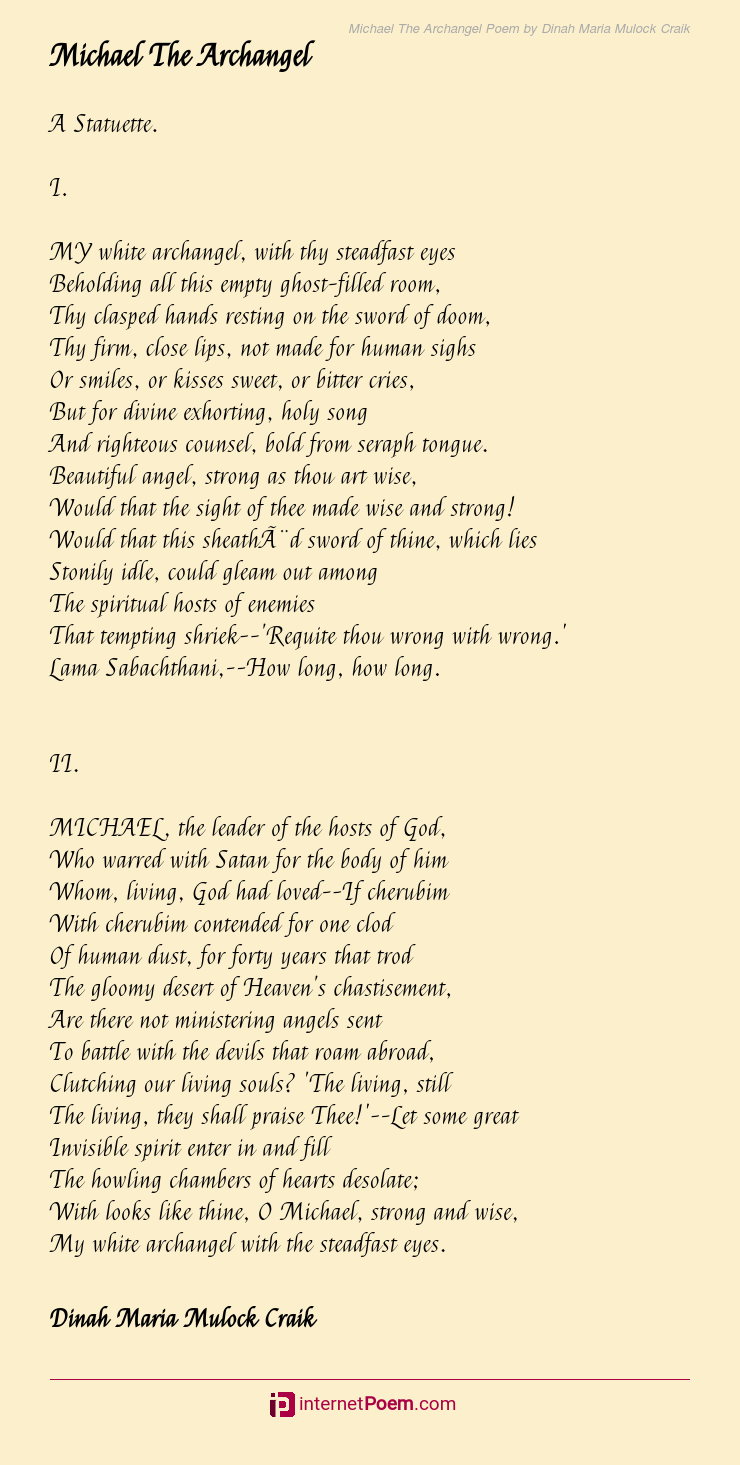 Michael The Archangel Poem by Dinah Maria Mulock Craik