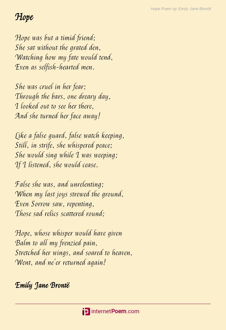 Hope Poem by Emily Jane Bronta