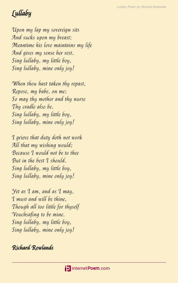 Lullaby Poem by Richard Rowlands