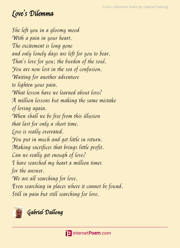 Love's Dilemma Poem by Gabriel Dallong