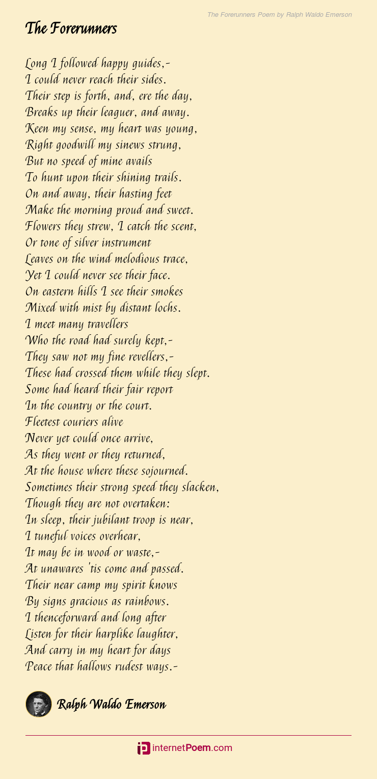 The Forerunners Poem by Ralph Waldo Emerson