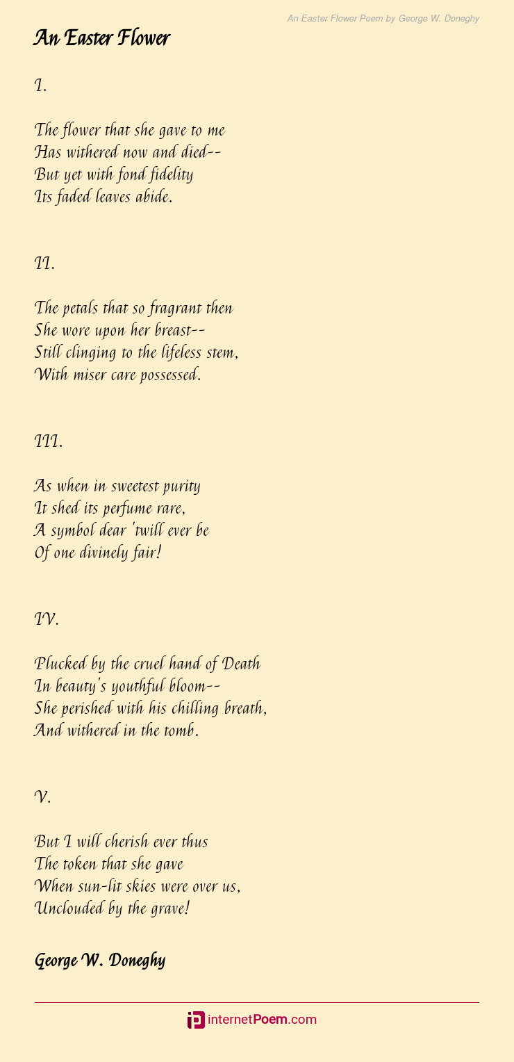 An Easter Flower Poem by George W. Doneghy