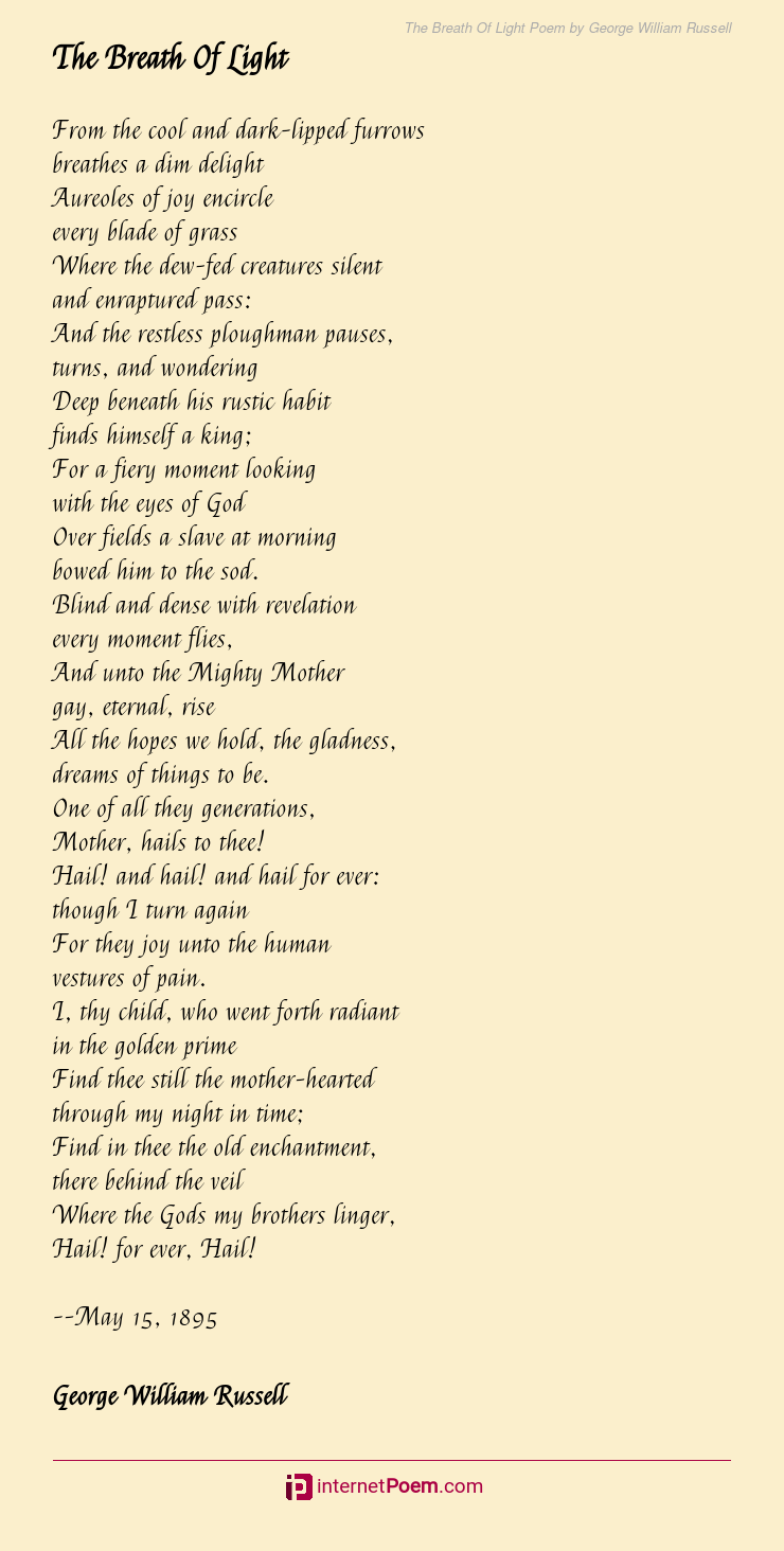 The Breath Of Light Poem by George William Russell