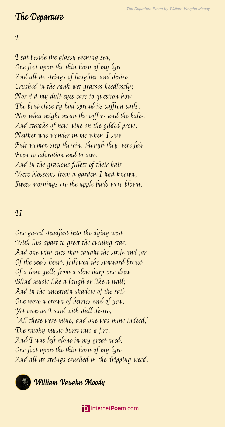 The Departure Poem by William Vaughn Moody