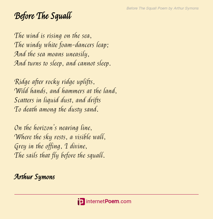 Before The Squall Poem by Arthur Symons