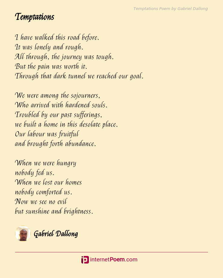 Temptations Poem by Gabriel Dallong
