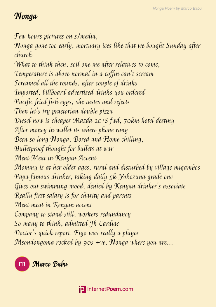 Nonga Poem by Marco Babu