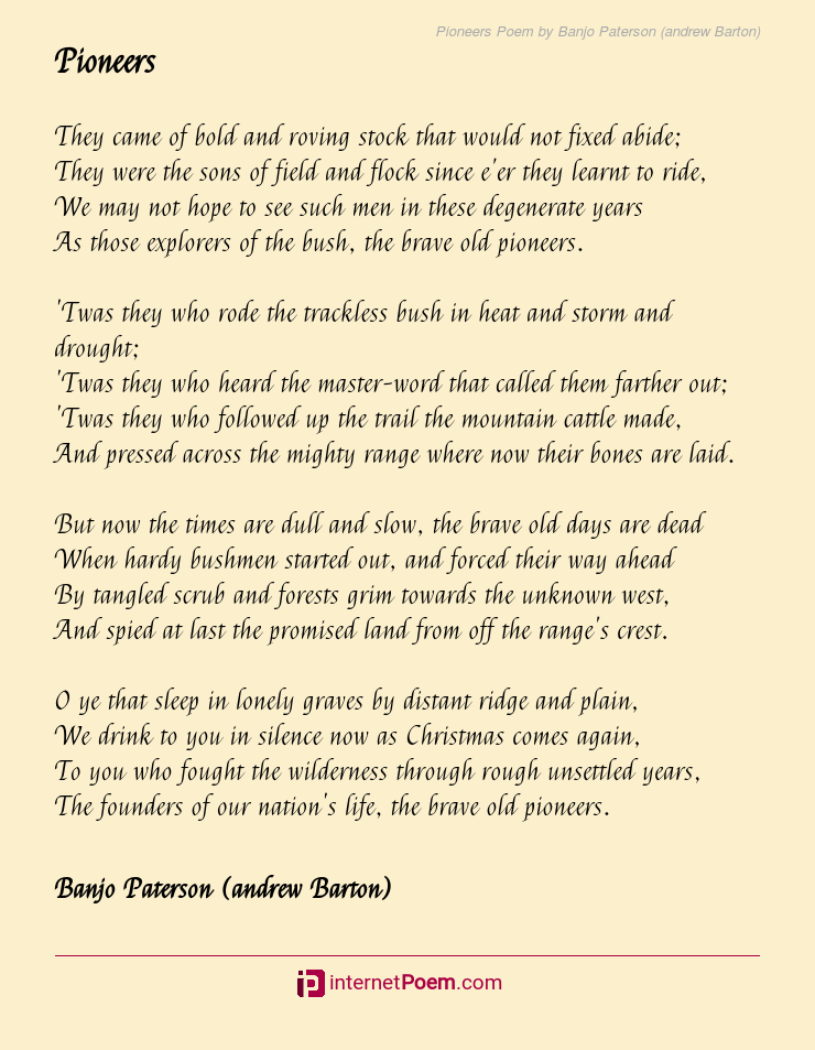 Old Pioneer Poems
