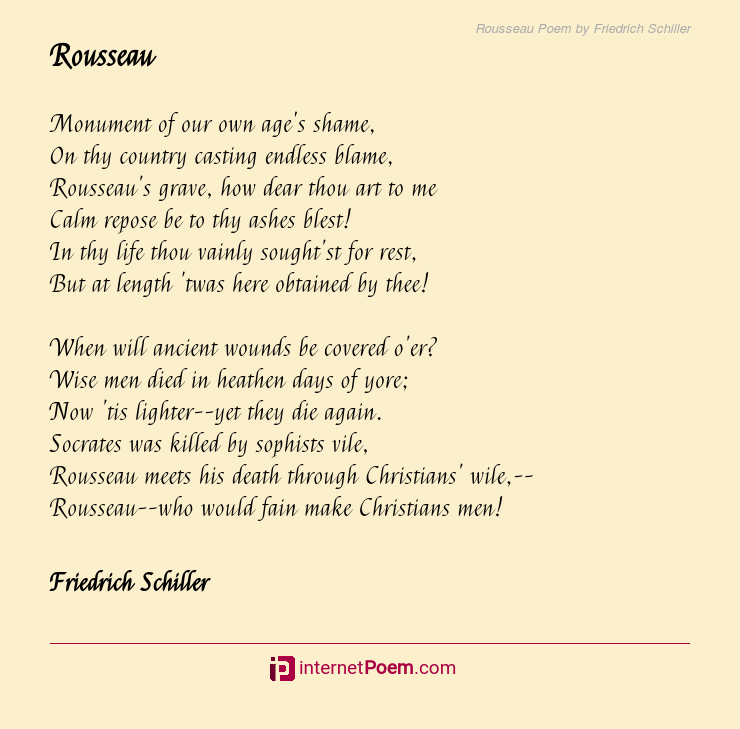 Rousseau Poem by Friedrich Schiller