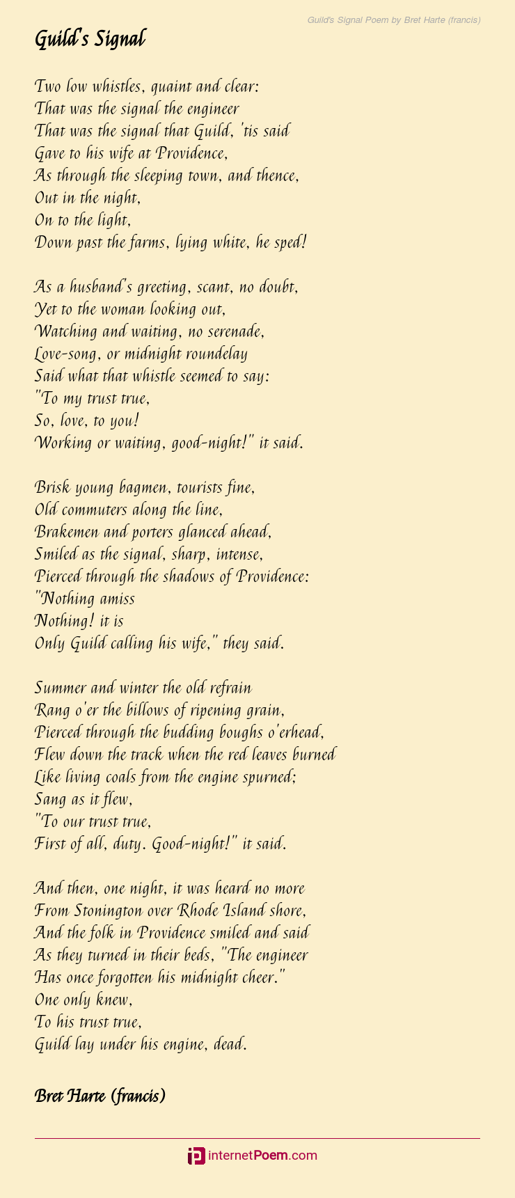 Guild's Signal Poem by Bret Harte (francis)