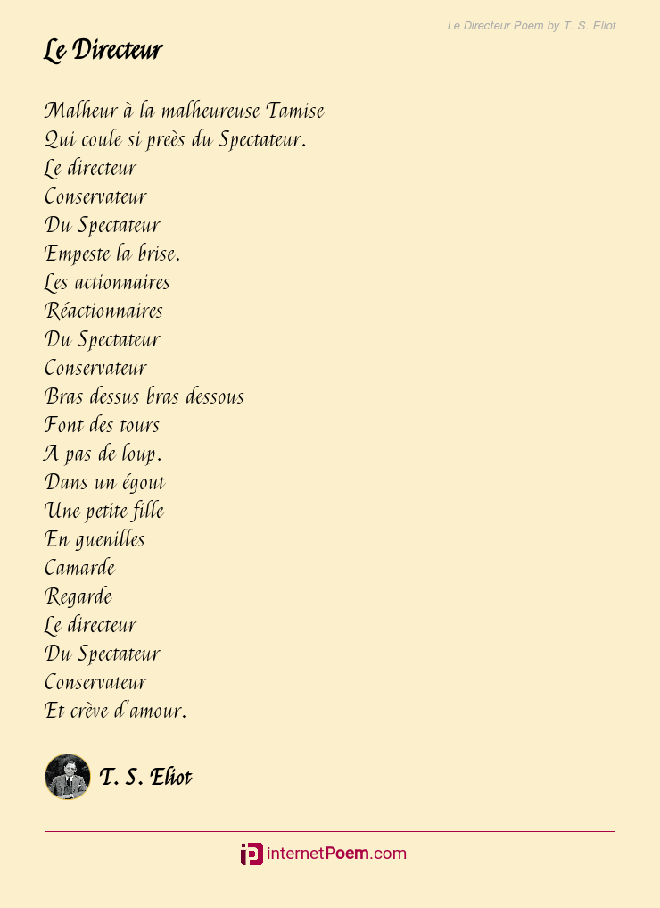 Le Directeur Poem by T. S. Eliot