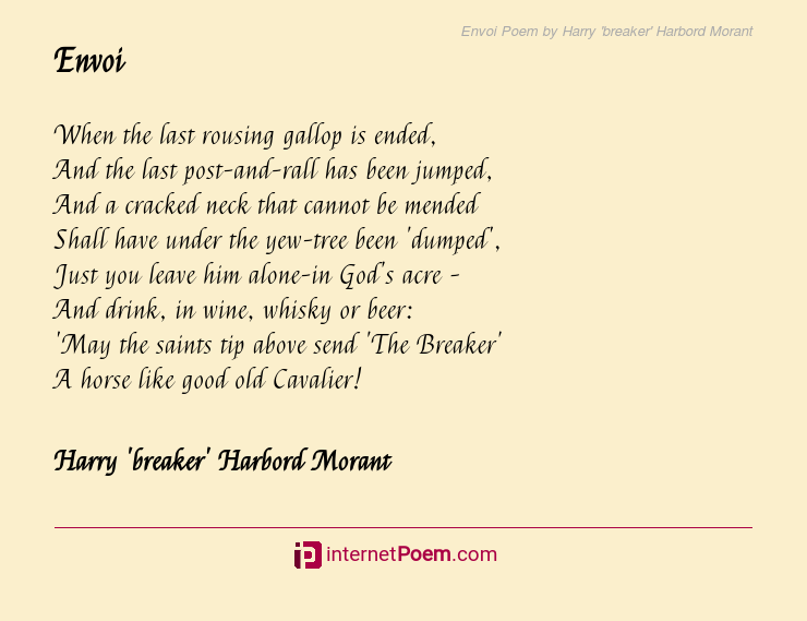 Envoi Poem by Harry 'breaker' Harbord Morant