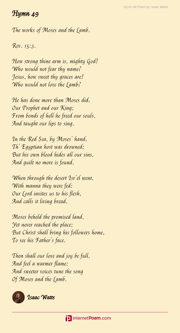 Hymn 49 Poem by Isaac Watts