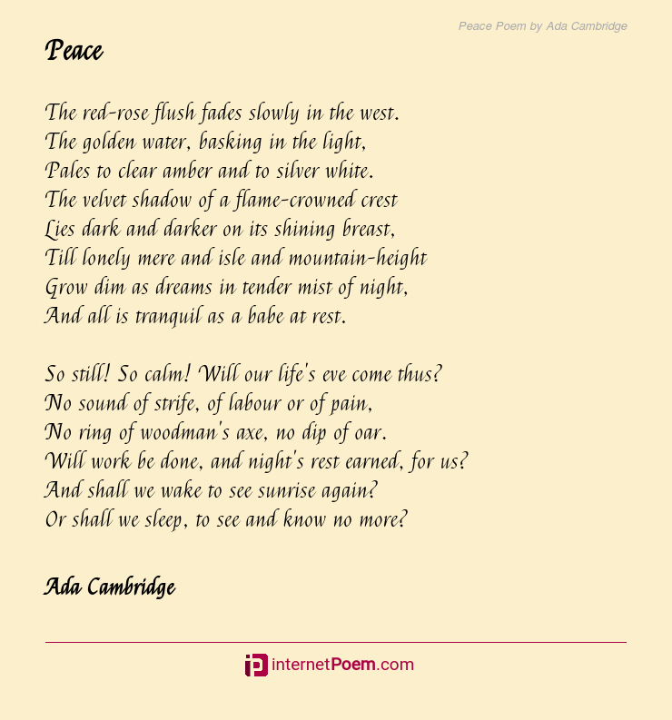 Peace Poem by Ada Cambridge