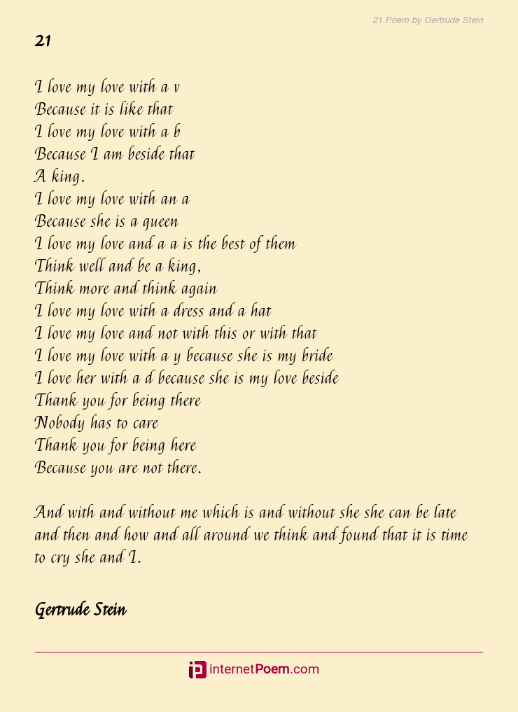 21 Poem by Gertrude Stein
