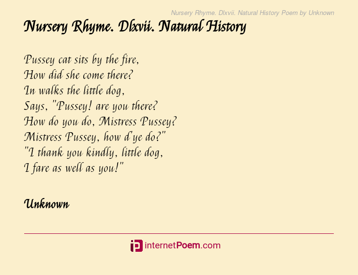 Nursery Rhyme. Dlxvii. Natural History Poem by Unknown