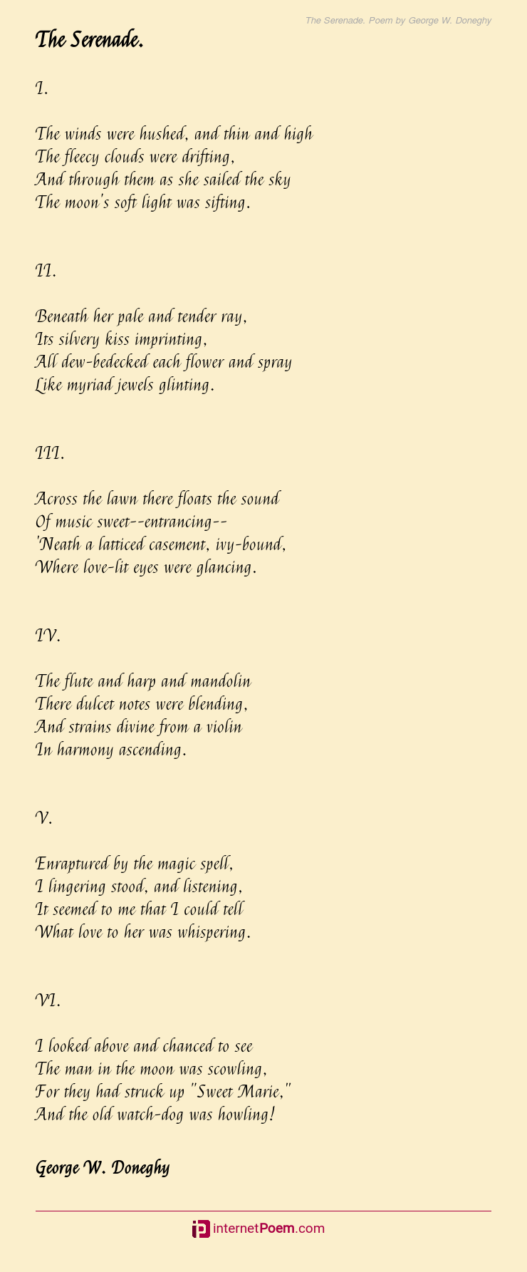 The Serenade. Poem by George W. Doneghy