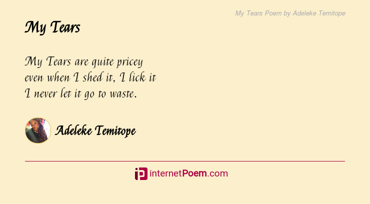 My Tears Poem by Adeleke Temitope