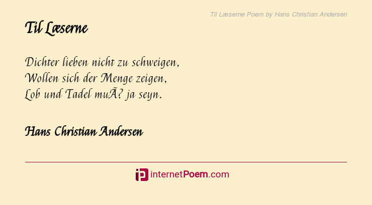 Til Læserne Poem by Hans Christian Andersen