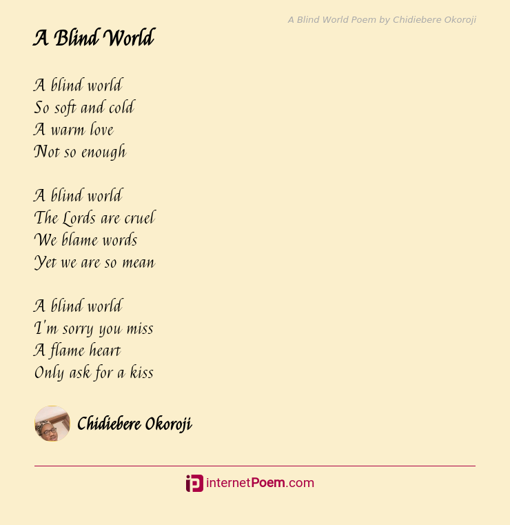 A Blind World Poem by Chidiebere Okoroji