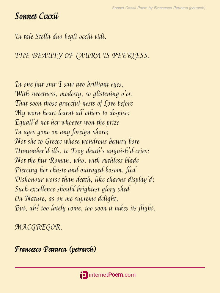 Sonnet Ccxxii Poem by Francesco Petrarca (petrarch)