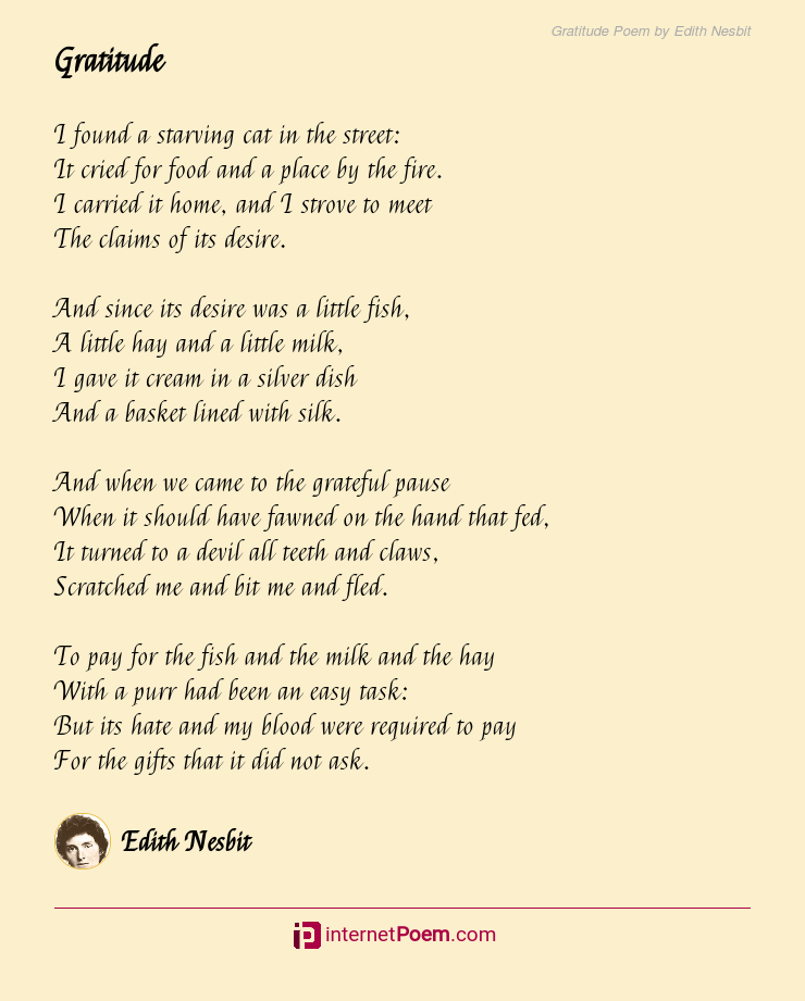 Gratitude Poem by Edith Nesbit