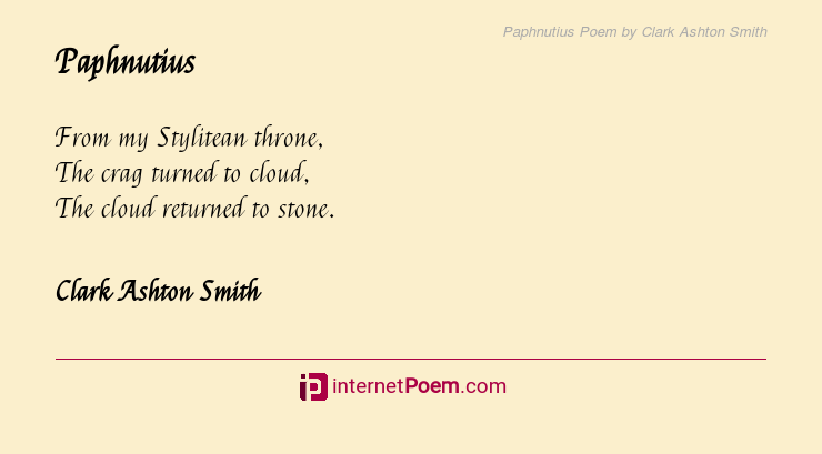 Paphnutius Poem by Clark Ashton Smith