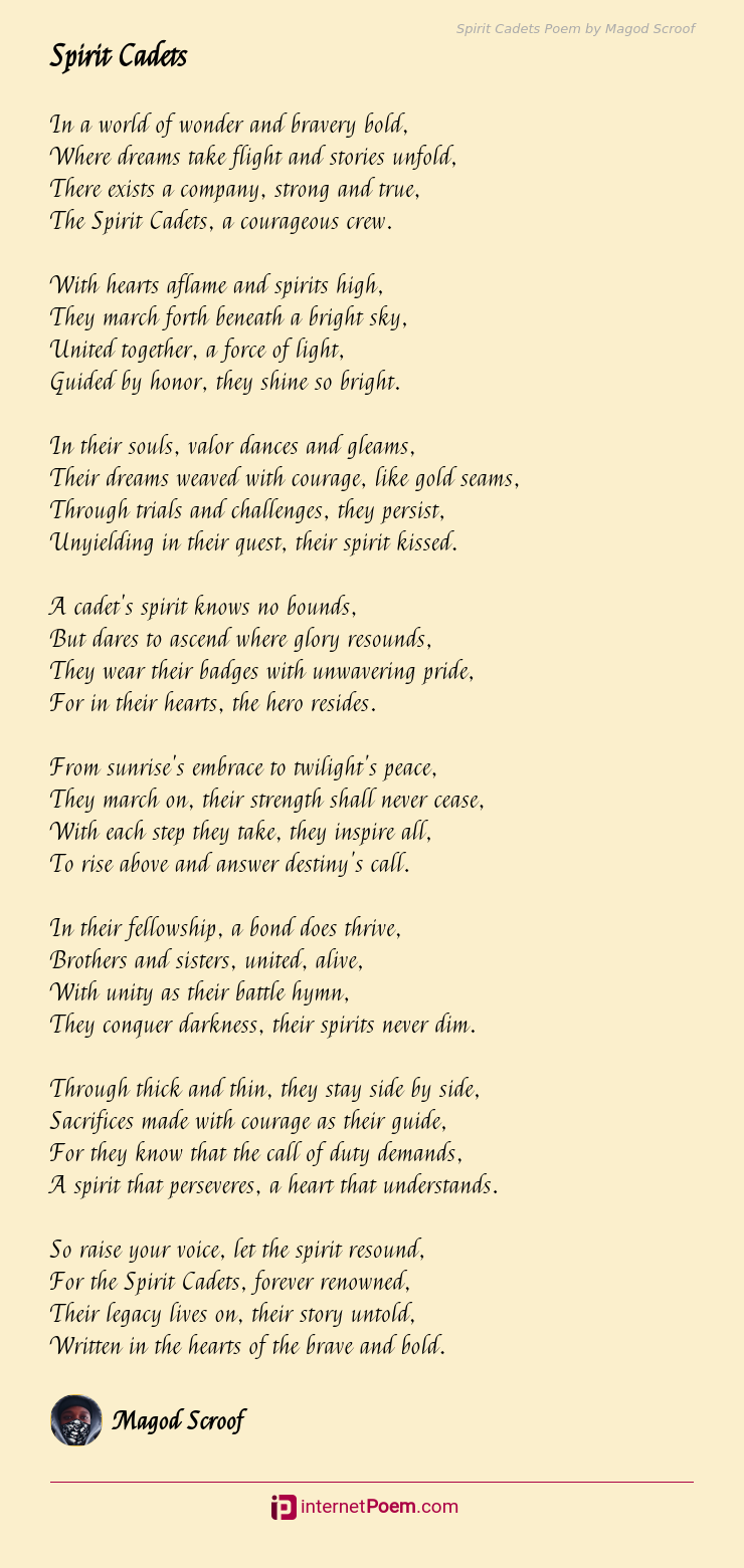 Spirit Cadets Poem by Magod Scroef