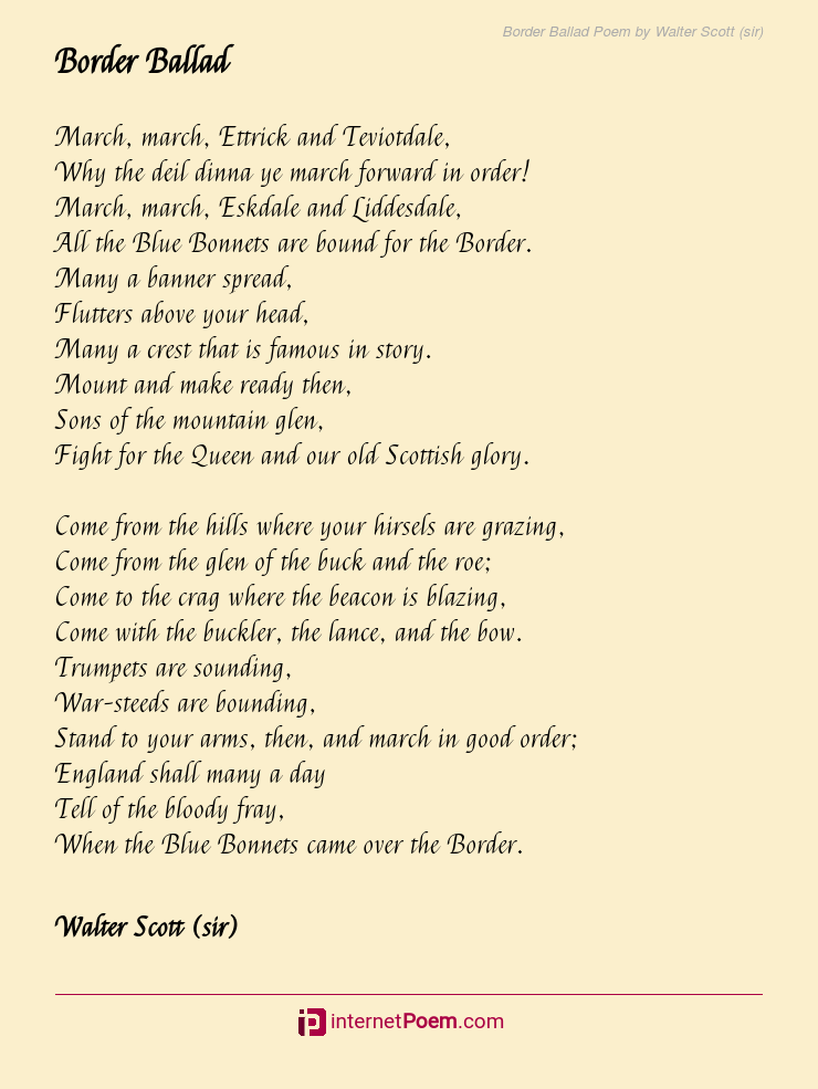 Border Ballad Poem by Walter Scott (sir)