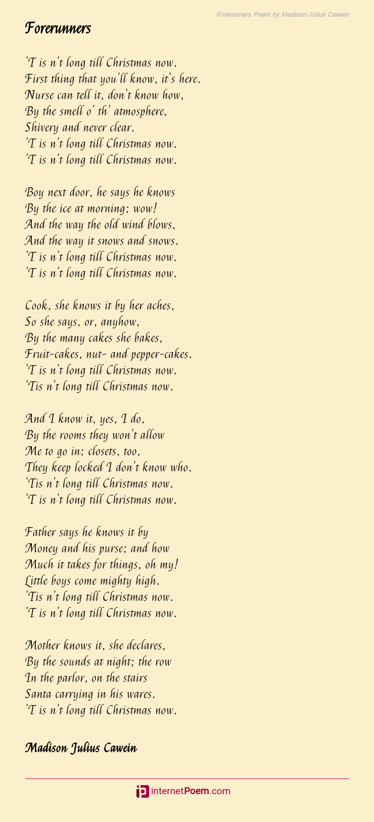 Forerunners Poem by Madison Julius Cawein