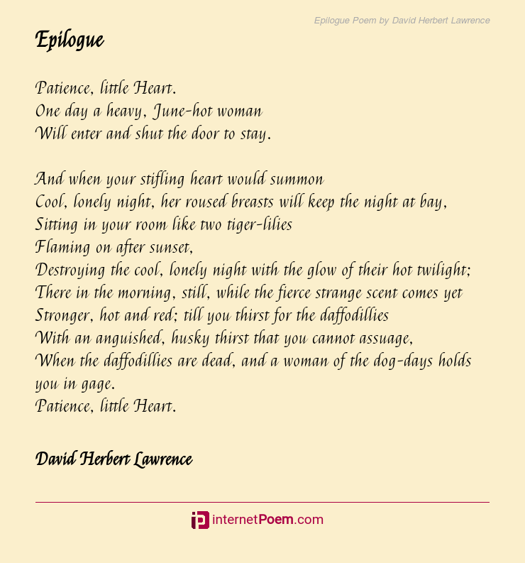 Epilogue Poem by David Herbert Lawrence